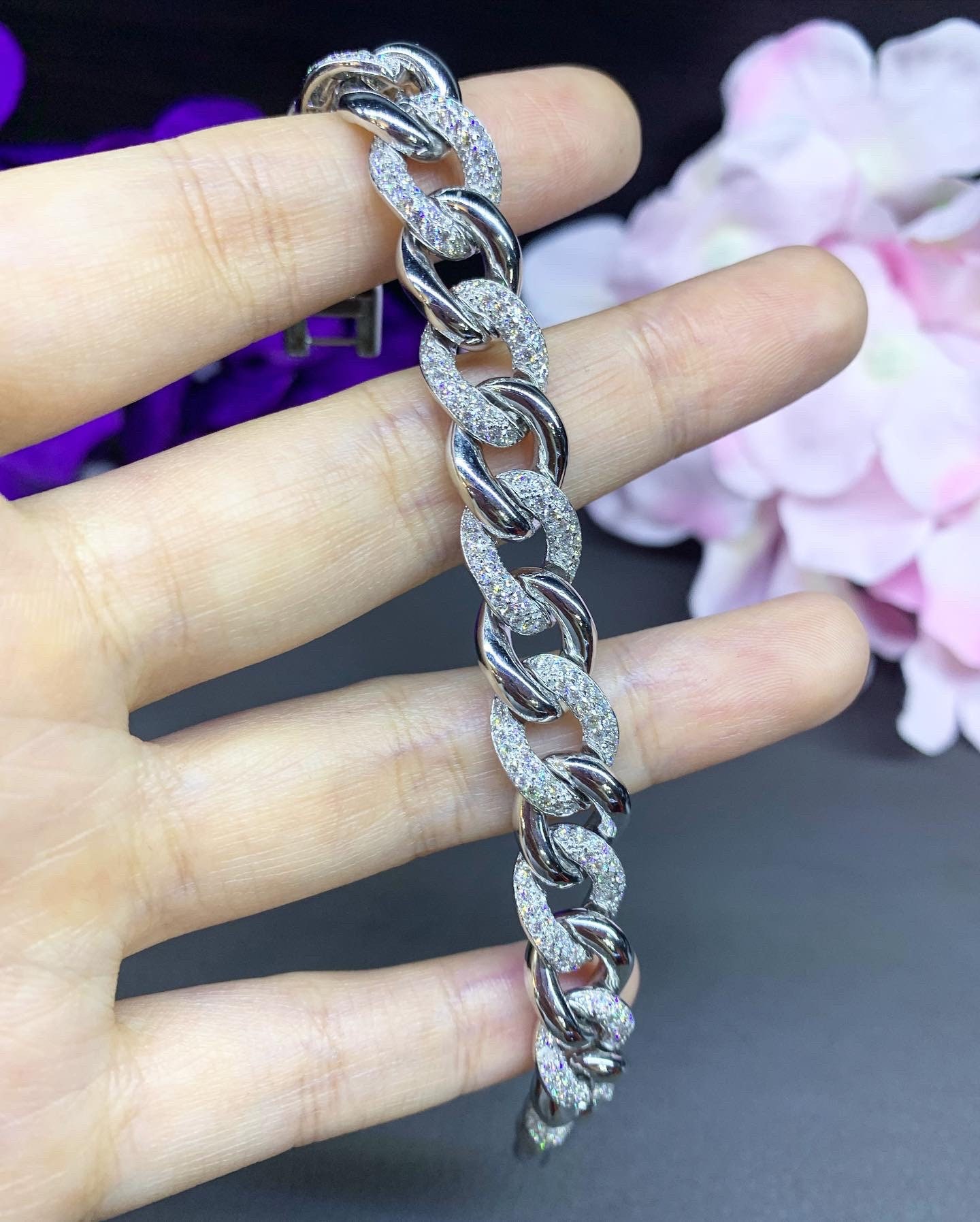 CHAIN 2.75TCW F/VS Diamonds in 18K Solid White Pink Gold | Etsy
