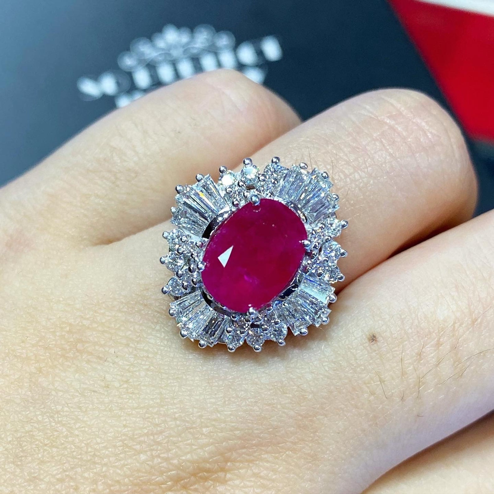 BURMESE 5.36TCW Natural Ruby & Diamonds in 18K Solid White - Etsy