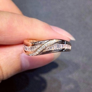 Genuine Diamond in 18K Solid Pink Gold Handmade Engagement Ring Wedding ...