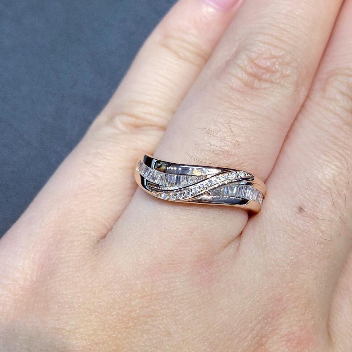 Genuine Diamond in 18K solid pink gold handmade engagement | Etsy