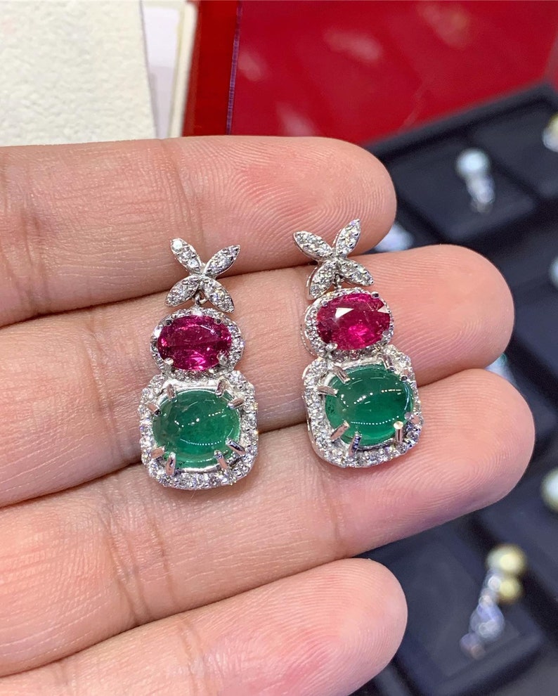 STUNNING 9.27TCW Emerald Rubelitte Tourmaline VS Diamond 18K Solid ...