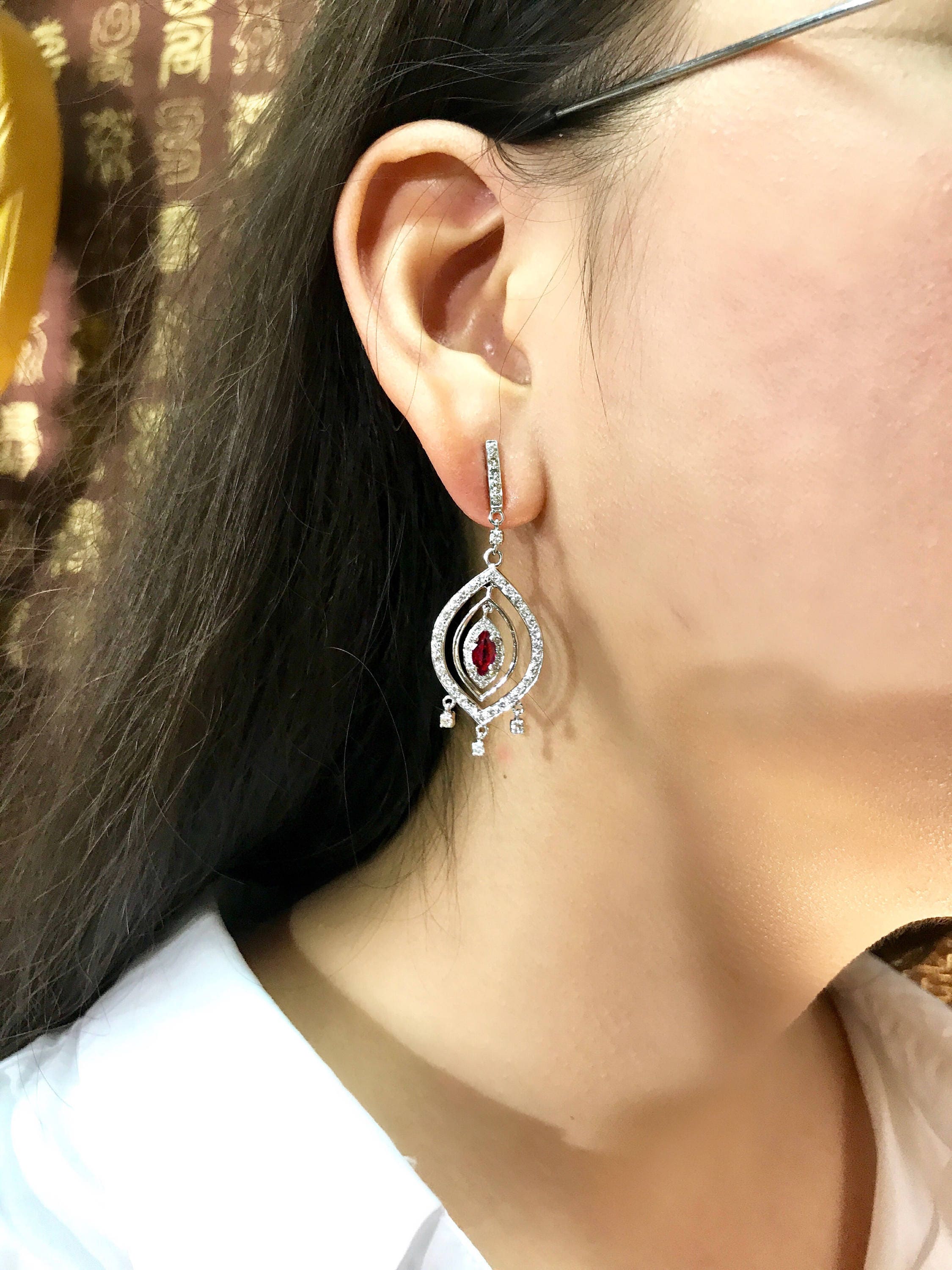 SIAMESE 2.27TCW Ruby & Diamonds in 18K Solid Handmade White | Etsy