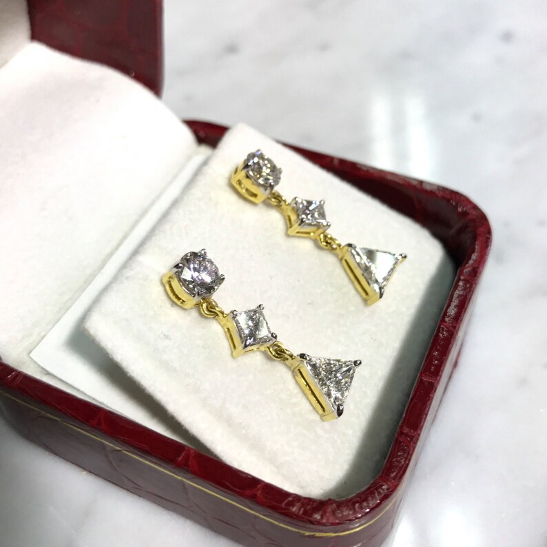 F/VVS 2.40TCW Sparkling Natural Diamond in 18K Solid Yellow Gold ...