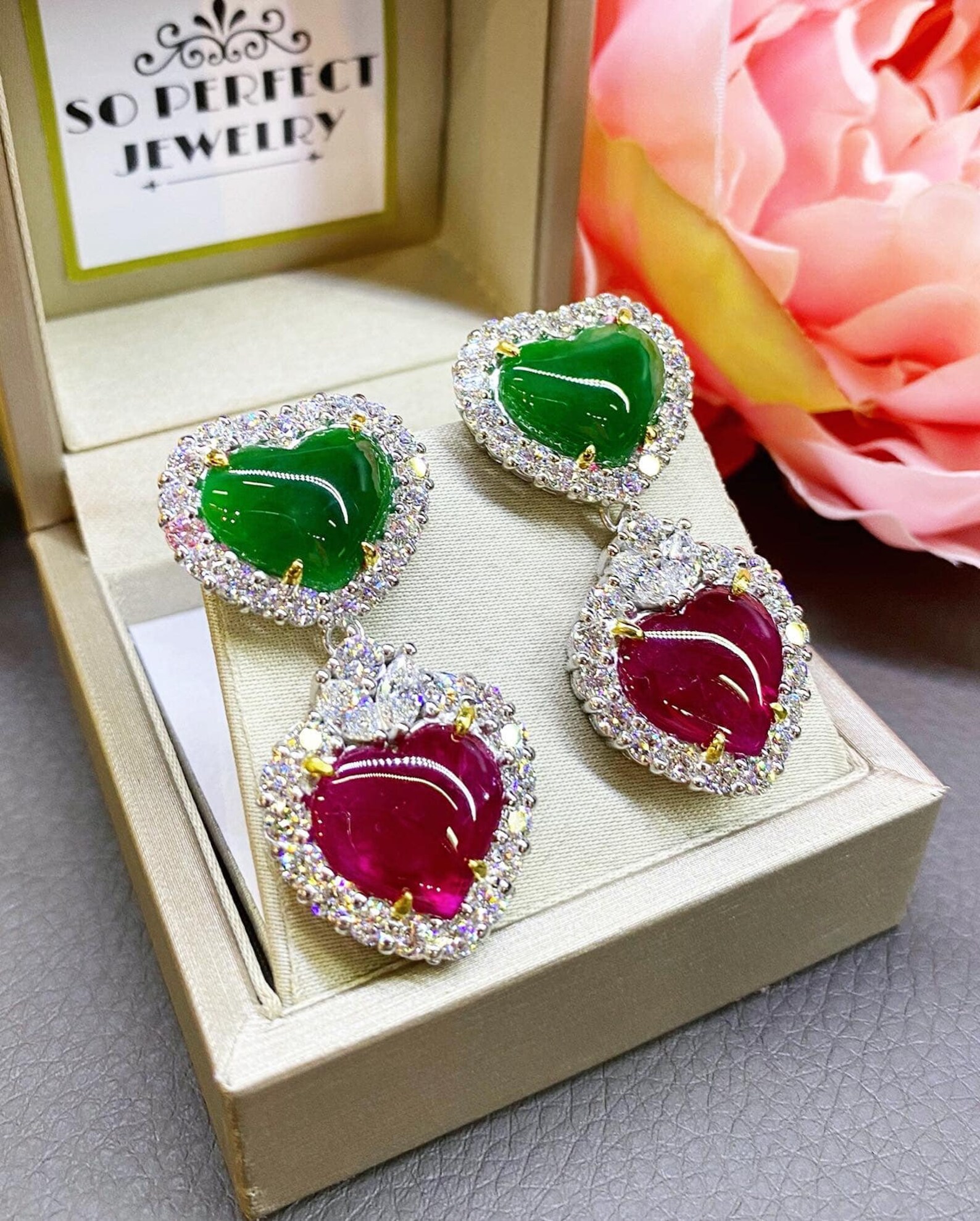 ENORMOUS 21.80TCW Burmese Jade Ruby VS Diamonds in 18k Solid | Etsy