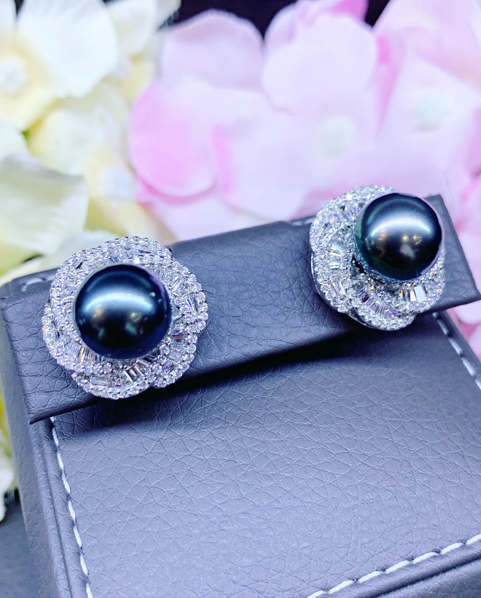 GORGEOUS Tahitian Pearls VS Diamonds In 18K Solid White Gold | Etsy