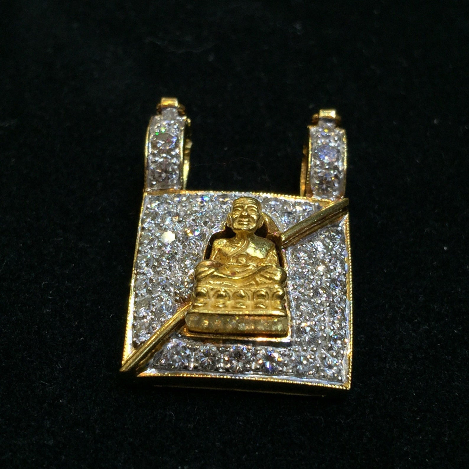 2.80cts. Diamonds & Buddha in 18K Solid Gold Handmade Amulet - Etsy