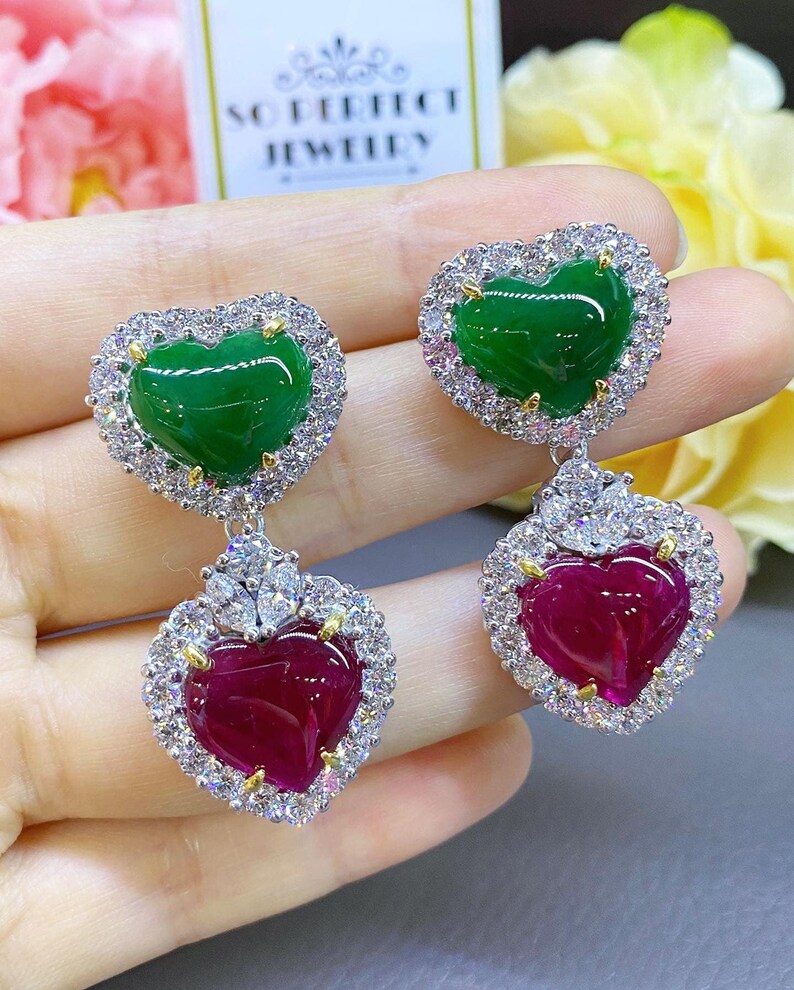 ENORMOUS 21.80TCW Burmese Jade Ruby VS Diamonds in 18k Solid | Etsy