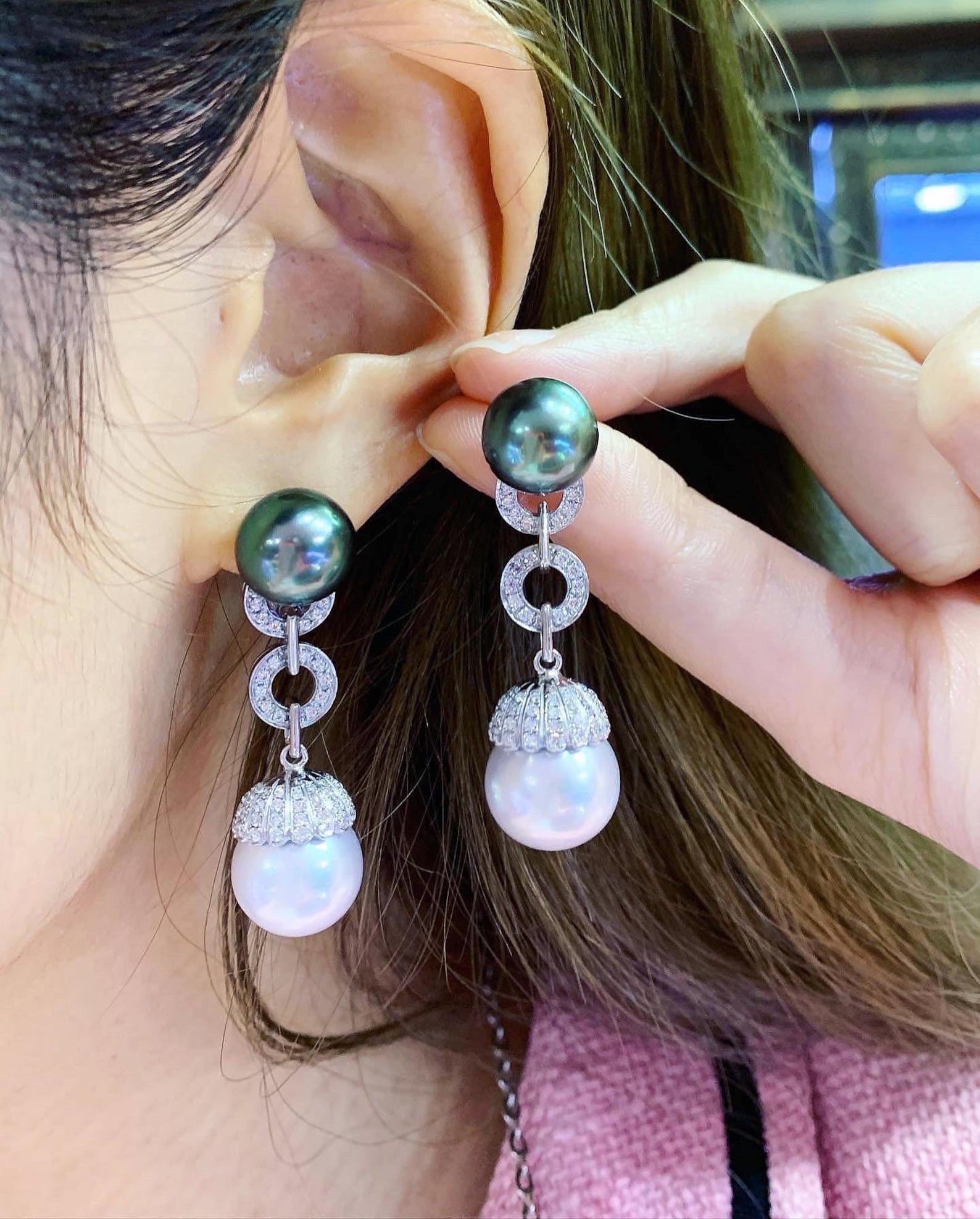 HUGE White South Sea Pearls VS Diamonds in 18K Solid White - Etsy