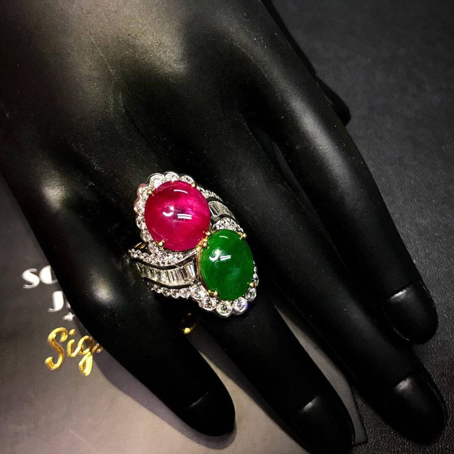ENORMOUS 13.92TCW Burmese Ruby Jade & Diamonds 18k Solid | Etsy
