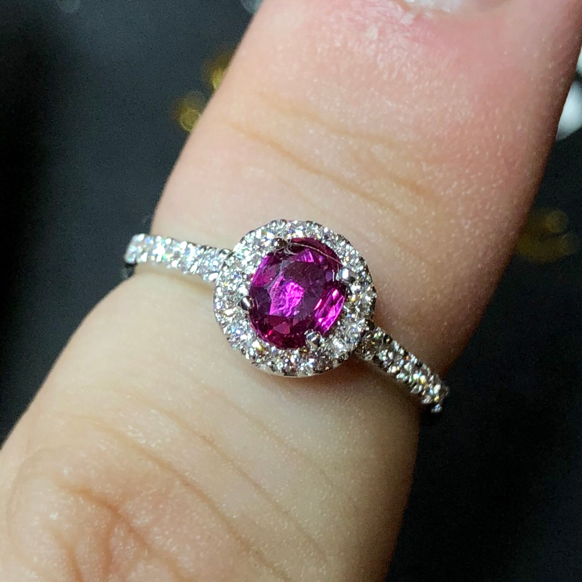 HOT RED SIAMESE Ruby & Diamonds in 18K Solid Handmade White Gold Ring ...