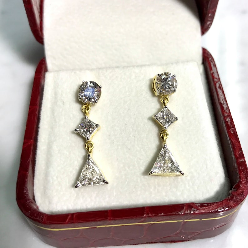 F/VVS 2.40TCW Sparkling Natural Diamond in 18K Solid Yellow Gold ...