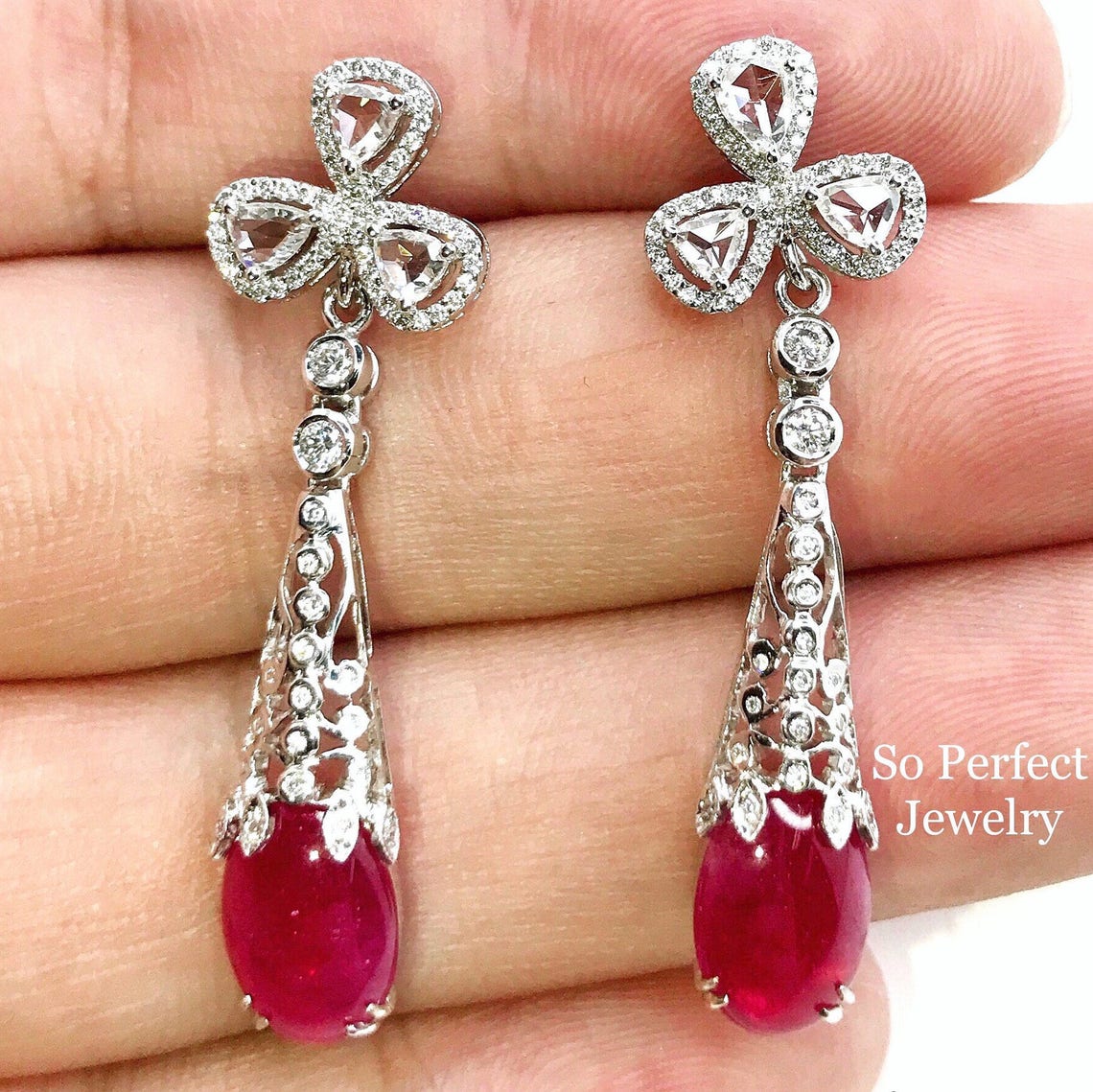 DARLING 9.07TCW BURMESE RUBY & Diamonds in 18K Solid White | Etsy