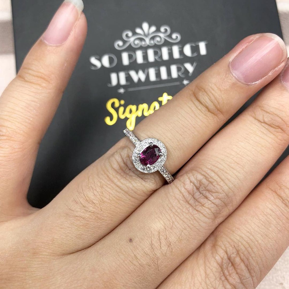 HOT RED SIAMESE Ruby & Diamonds in 18K solid handmade white | Etsy