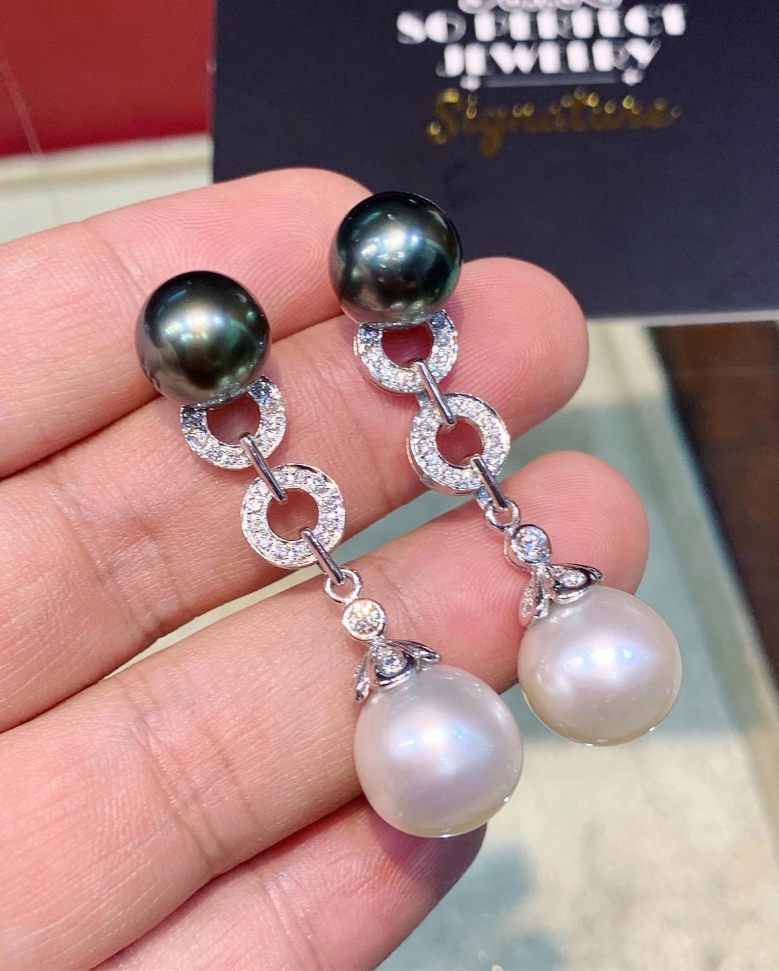 HUGE White South Sea Pearls VS Diamonds in 18K Solid White - Etsy