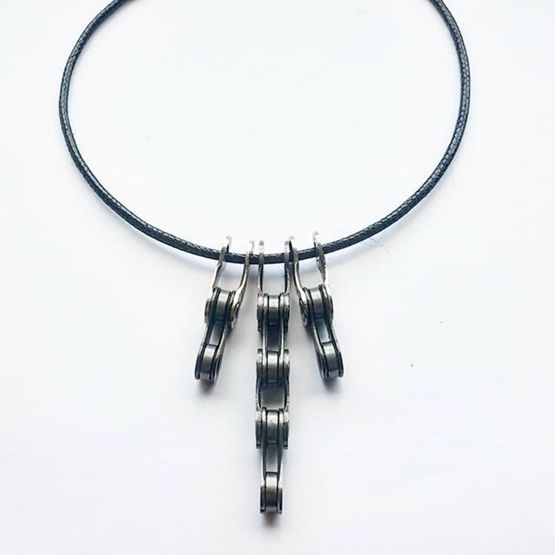Bicycle Chain Necklace on a Black Cord Wonderful Gift for Any Bike ...