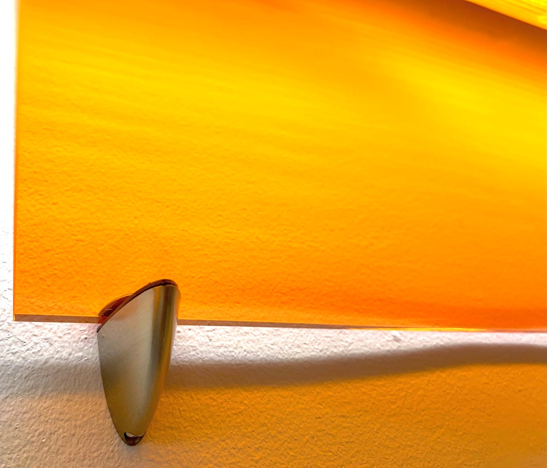 Amber Acrylic Wall Shelf With Brushed Nickel Clamps - Etsy