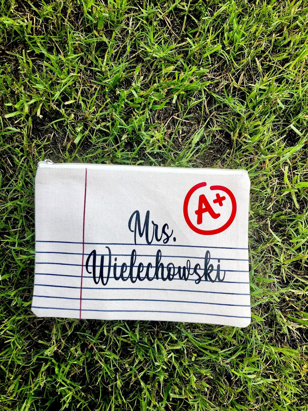 Notebook Paper Inspired Tote Notebook Paper Pouch Teacher Gifts Lined ...