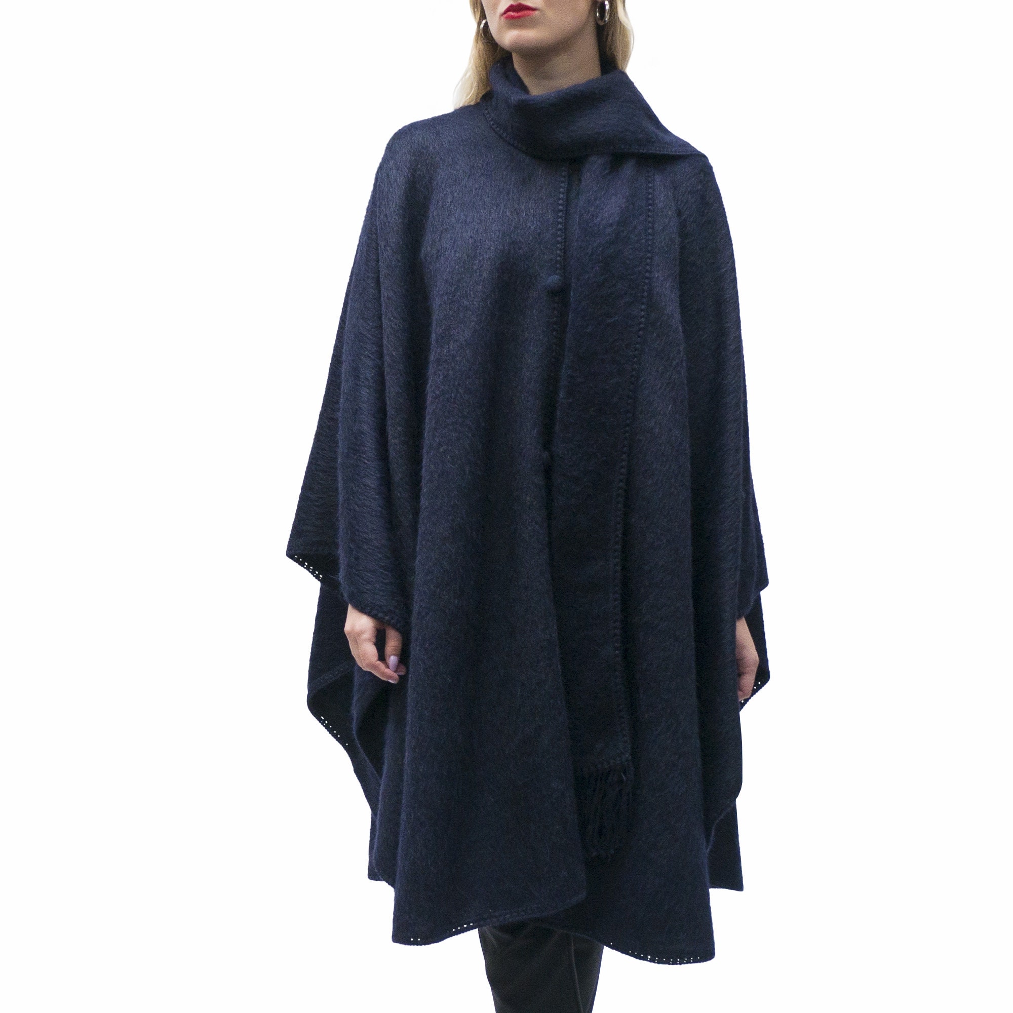 Luxury Alpaca Wool Blend Long Cape With Scarf - Etsy