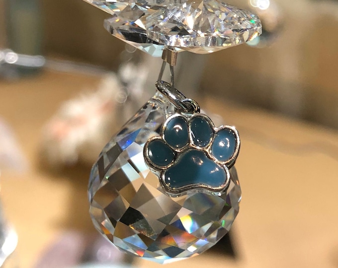 Rear View Mirror, Paw Print Crystal Suncatcher for Your Car, Rainbow ...