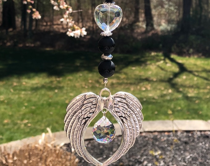 Angel Wing Crystal Suncatcher Natural Stones Hanging - Etsy