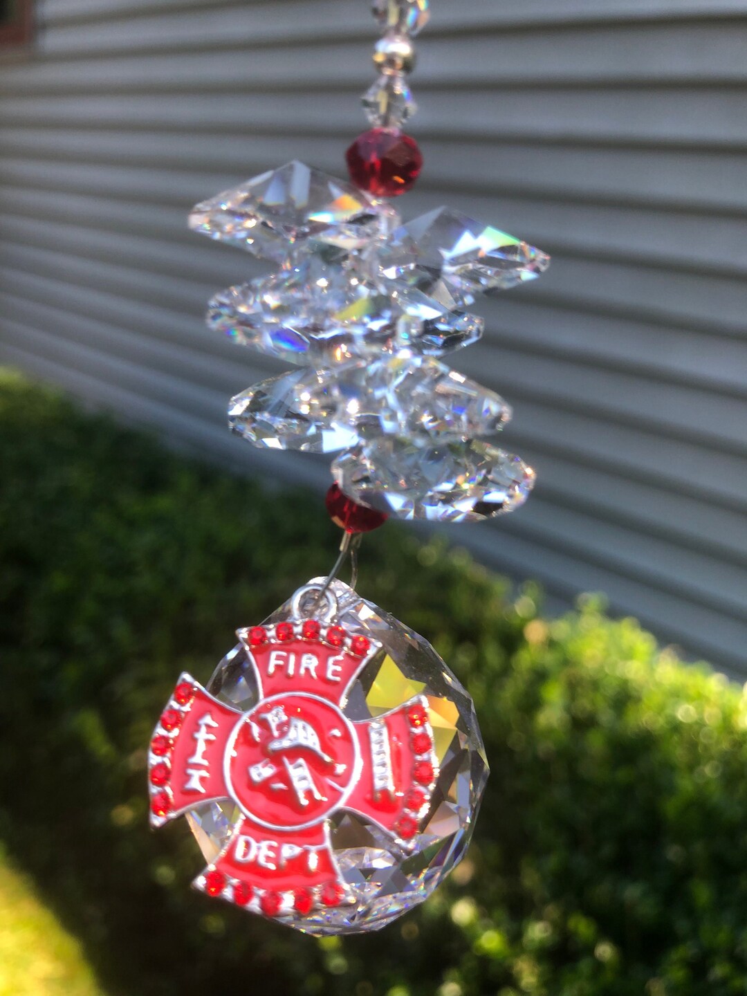 Fire Department Crystal Suncatcher for Windows, Rainbow Maker, Prism ...