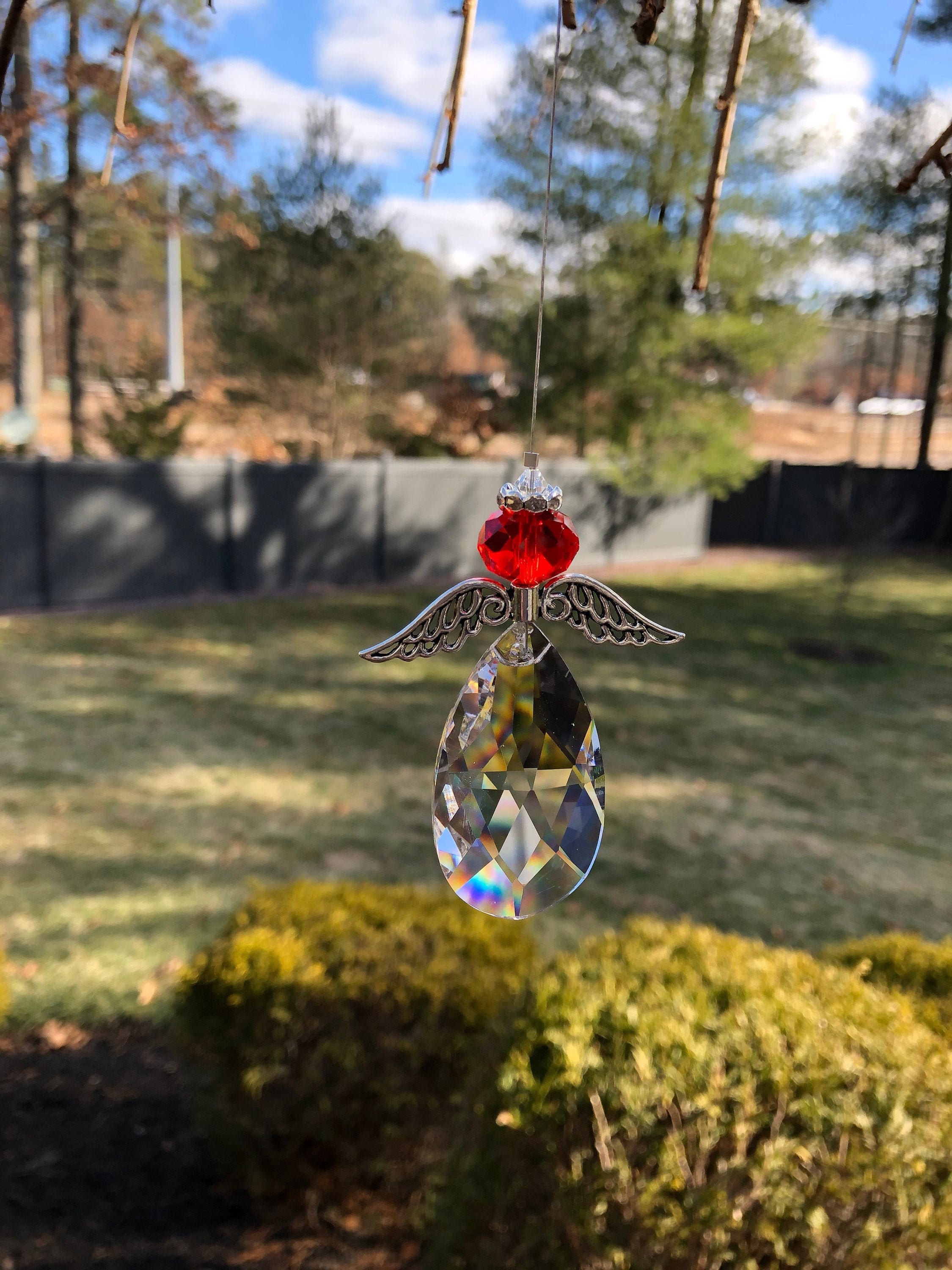 Crystal Angel Suncatcher for Windows Red Hanging Angel | Etsy
