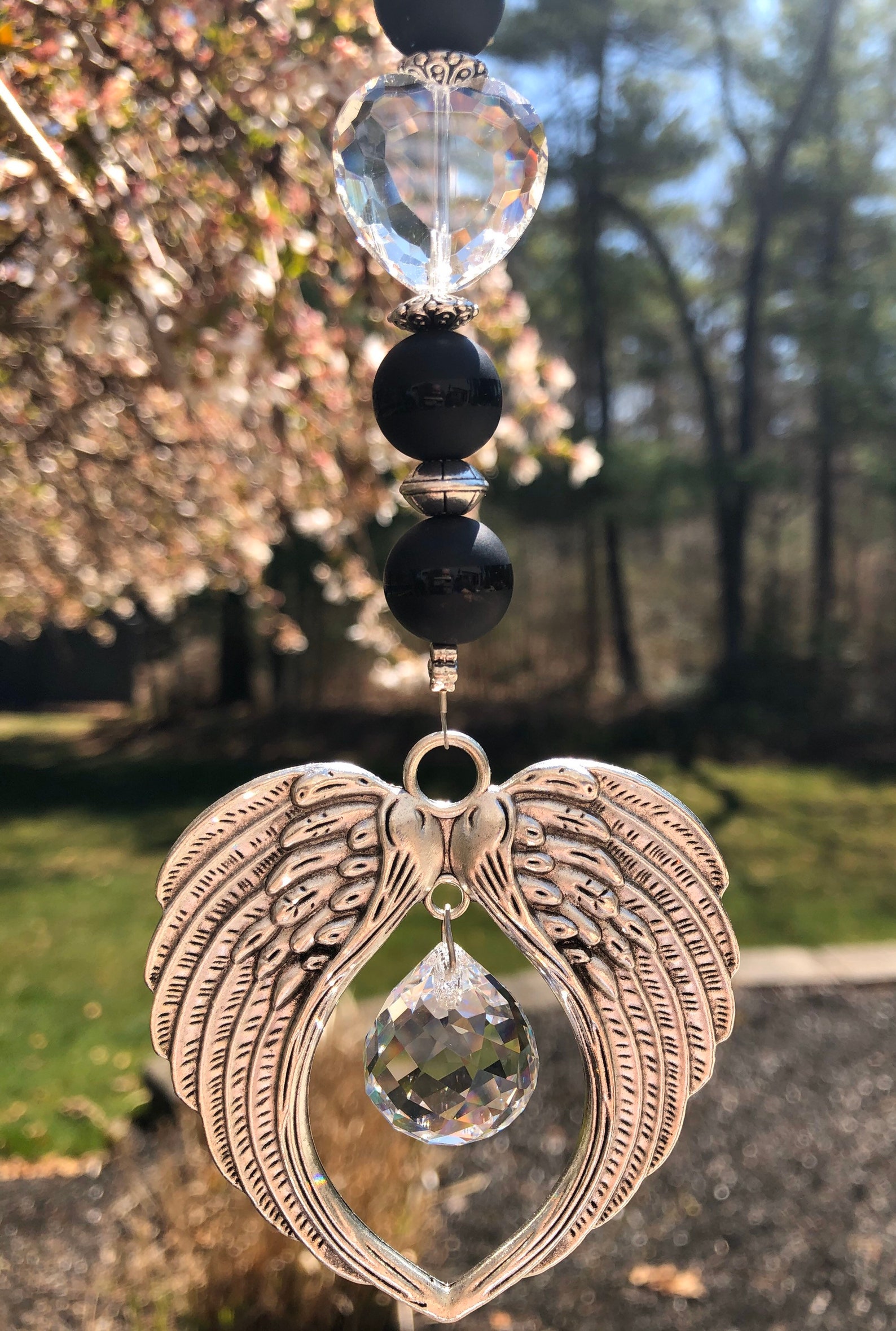 Angel Wing Crystal Suncatcher, Natural Stones, Hanging Crystals ...