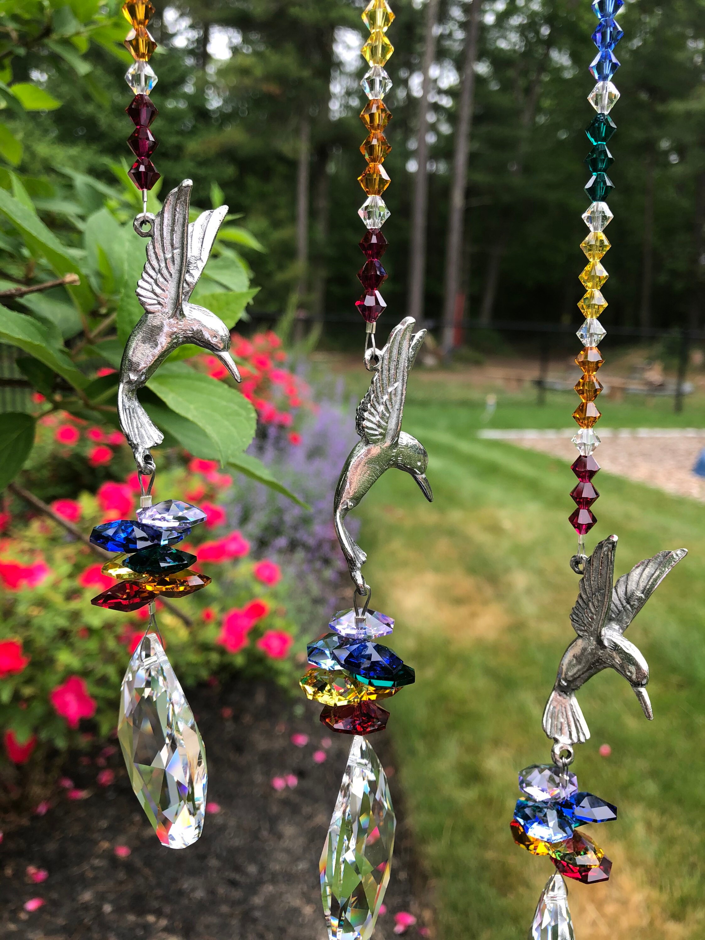 Hummingbird Crystal Suncatcher, Rainbow Maker, Chakra Hanging Prism for ...