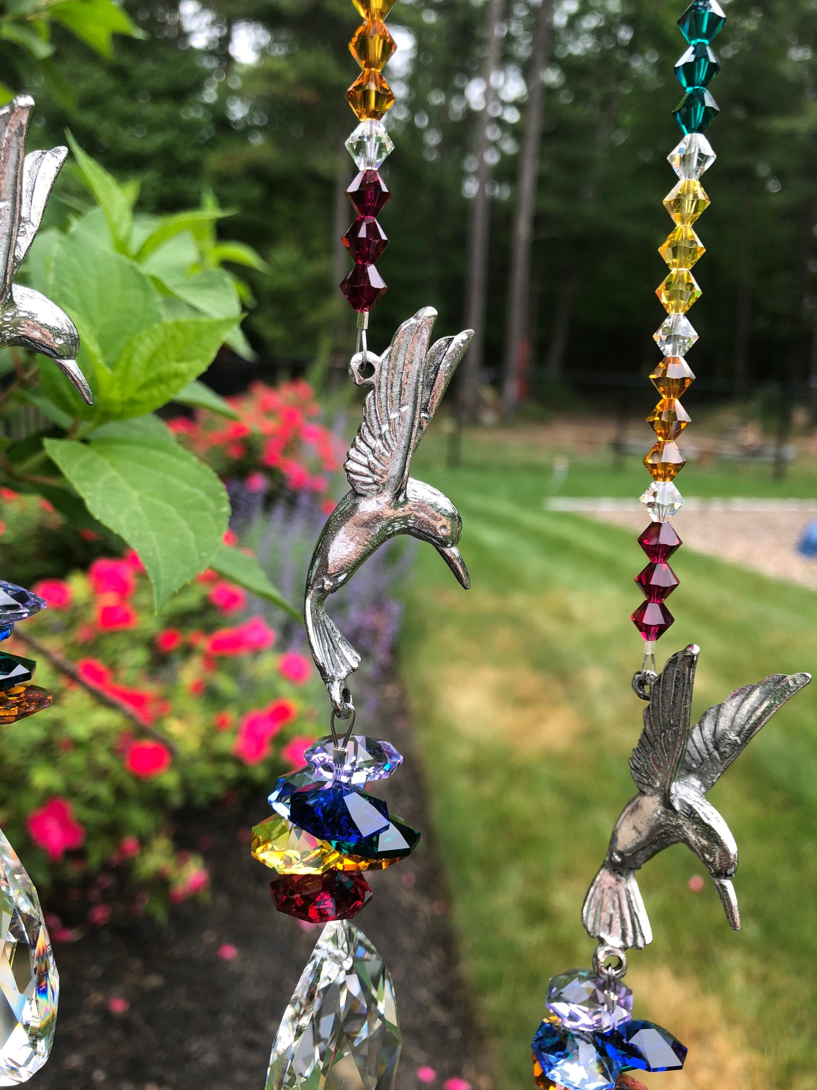 Hummingbird Crystal Suncatcher, Rainbow Maker, Chakra Hanging Prism for ...
