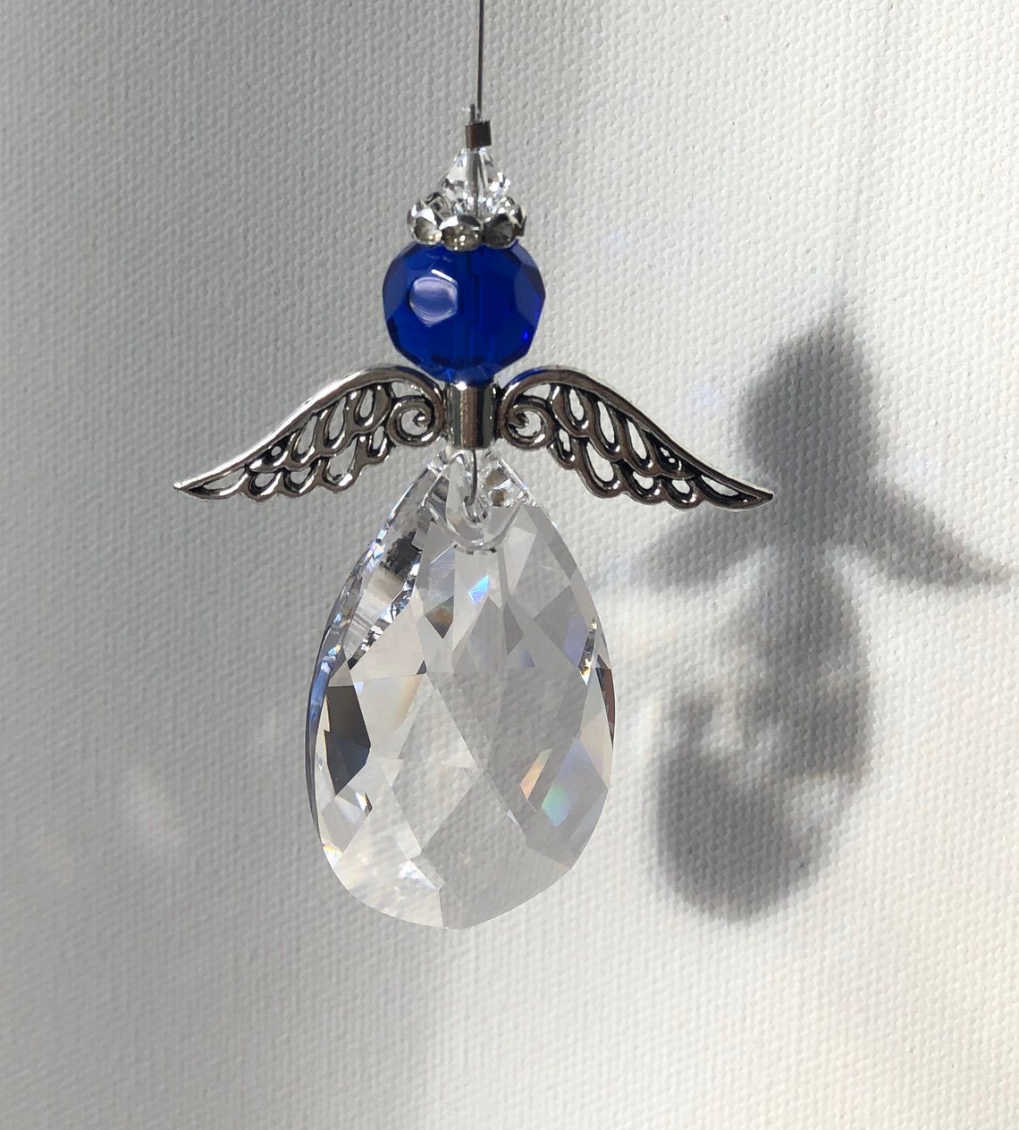 Royal Blue Crystal Angel Suncatcher for Windows, Rainbow Maker, Hanging ...
