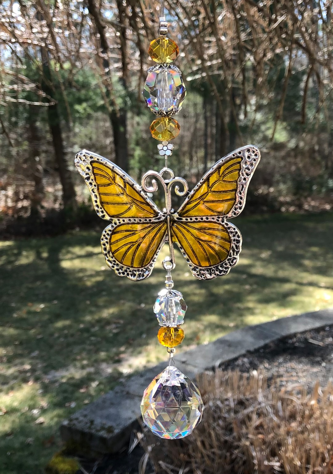 Butterfly Crystal Suncatcher, Rainbow Maker for Window, Hanging Crystal ...