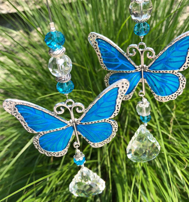 Butterfly Crystal Suncatcher, Rainbow Maker for Window, Hanging Crystal ...
