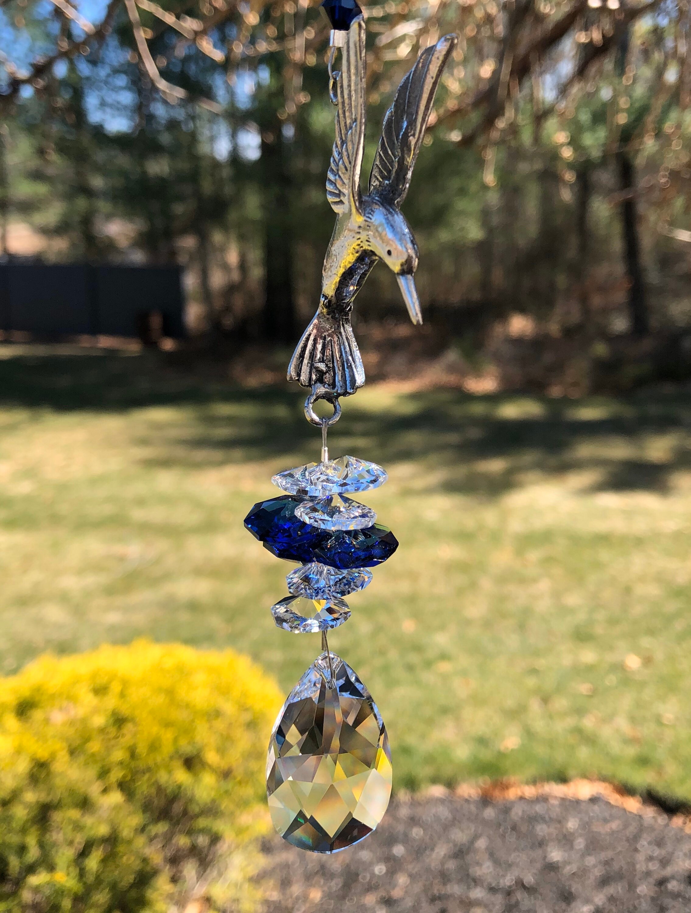 Hummingbird Crystal Suncatcher, Rainbow Maker, Hanging Prism for Window ...