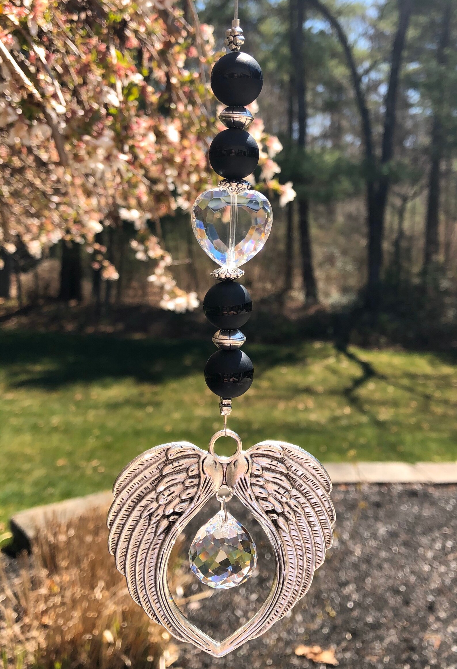 Angel Wing Crystal Suncatcher, Natural Stones, Hanging Crystals ...