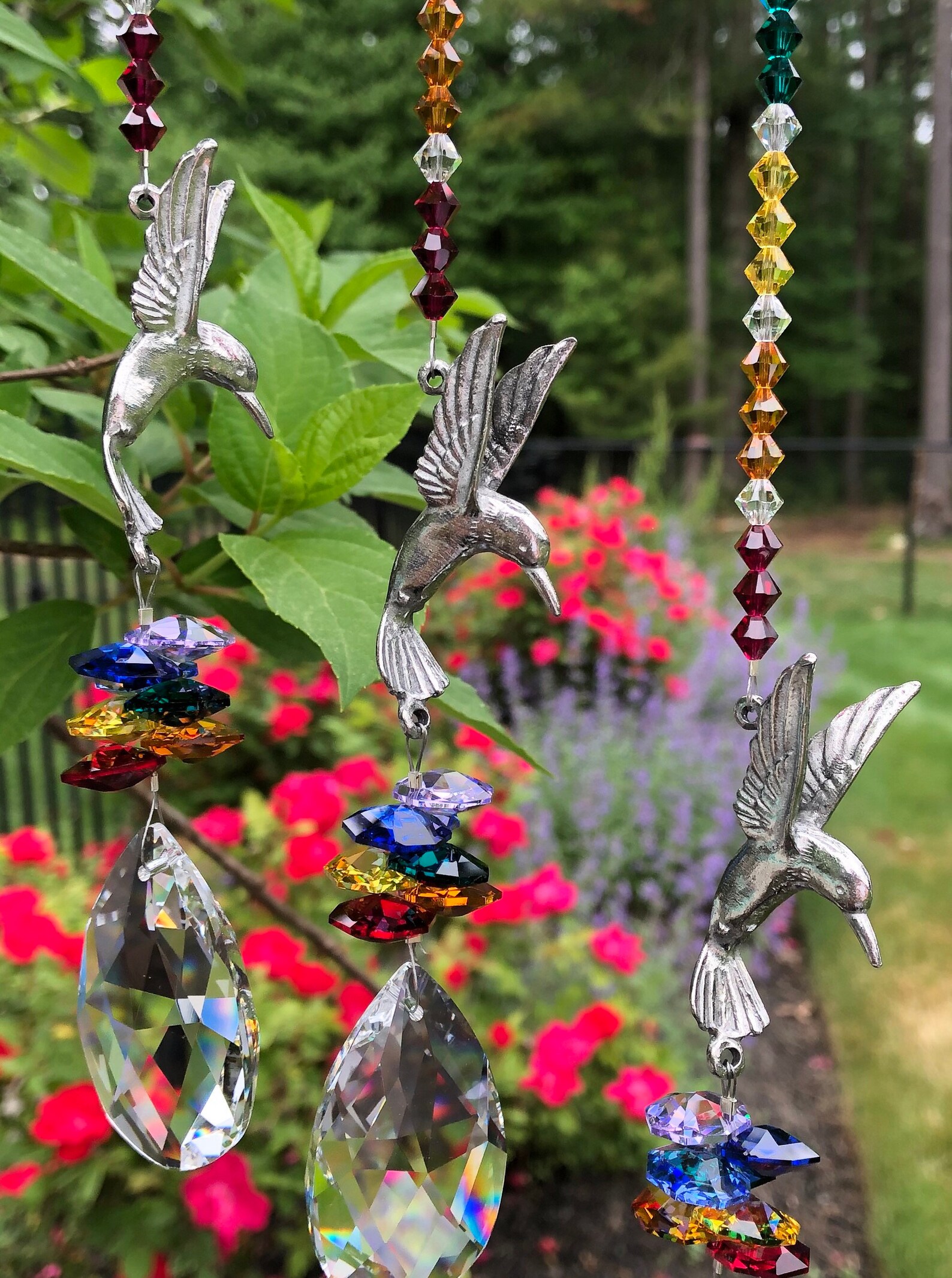 Hummingbird Crystal Suncatcher, Rainbow Maker, Chakra Hanging Prism for ...