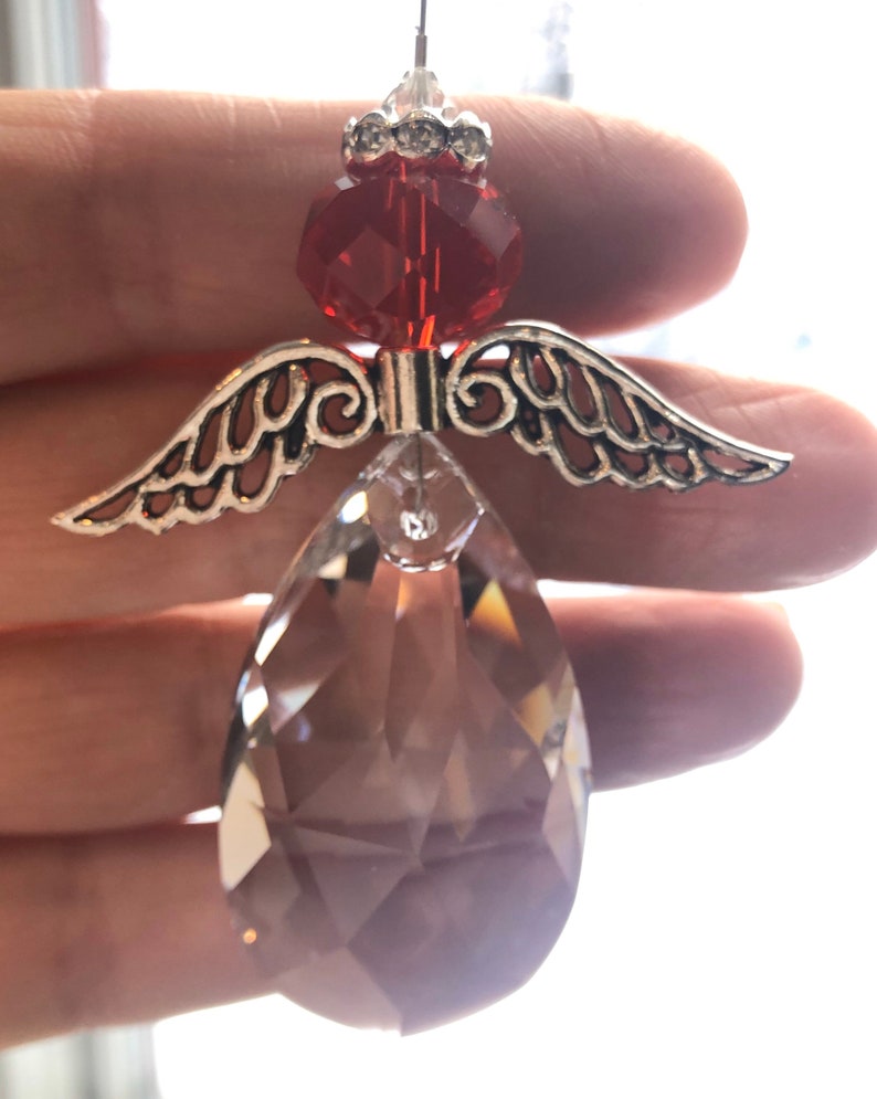 Crystal Angel Suncatcher for Windows Red Hanging Angel | Etsy