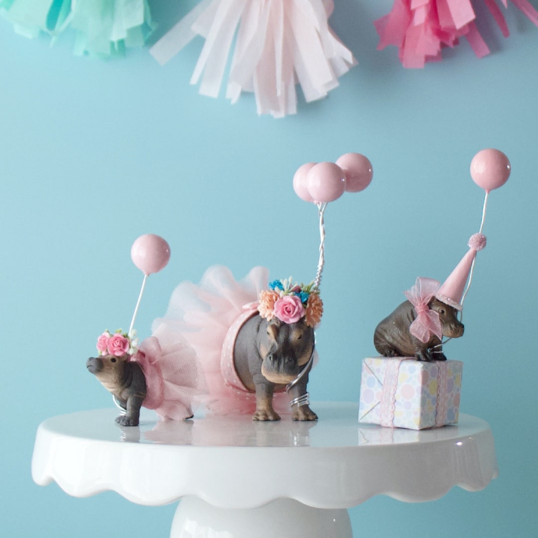 Hippopotamus Cake Topper Animal Cake Topper Birthday Girl Hippo Baby ...