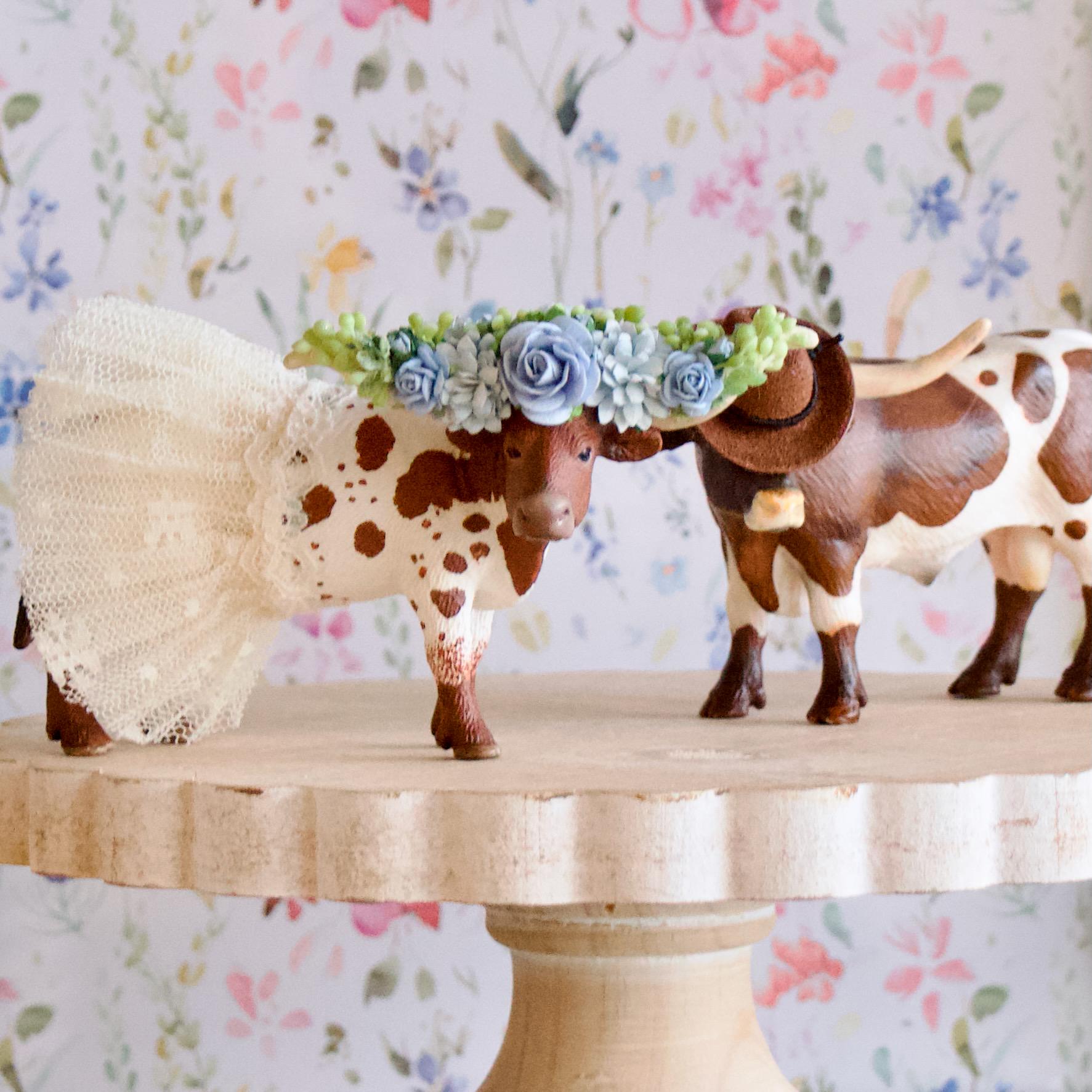Longhorn Bride and Groom Wedding Cake Toppers, Rustic Animal, Texas ...