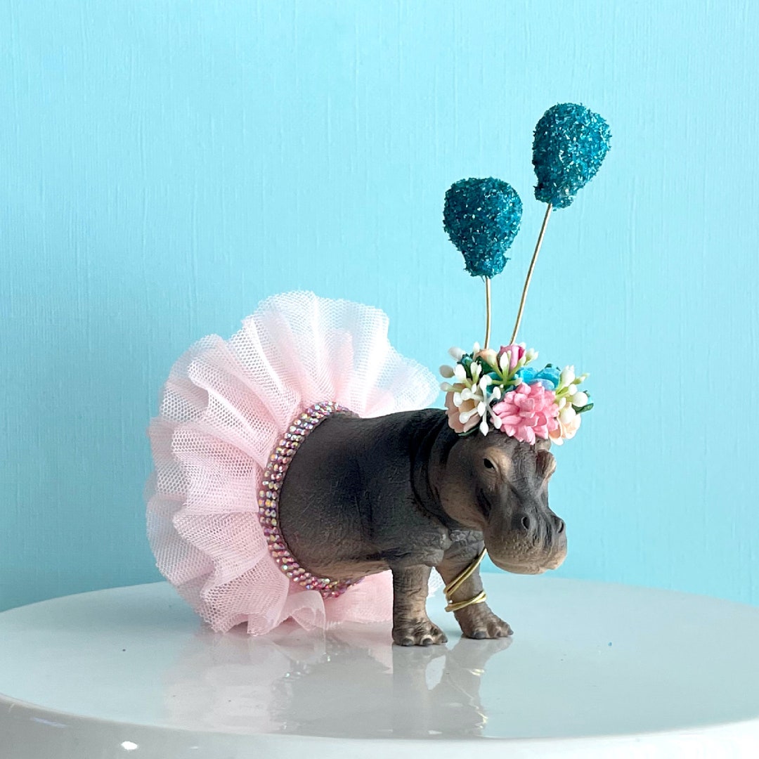 Hippopotamus Cake Topper Animal Cake Topper Birthday Girl - Etsy