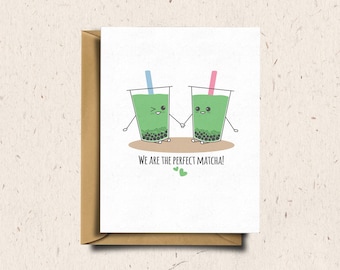 Bubble Tea Greeting Card, Boba Tea, Valentines Day Card, Anniversary ...