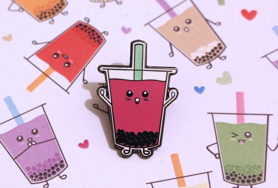 Bubble Tea Enamel Pin 3cm Cutea Bubble Tea Pin, Boba Pin, Milk Tea Pin ...