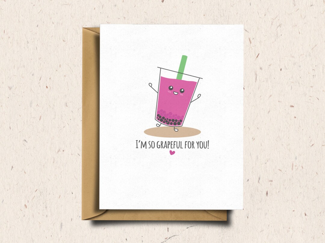 Bubble Tea Greeting Card, Boba Tea, Valentines Day Card, Anniversary ...