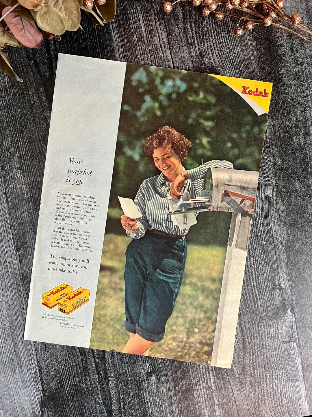 Vntg 1950s Kodak Magazine Ad Large Size Champion Spark Plug American ...