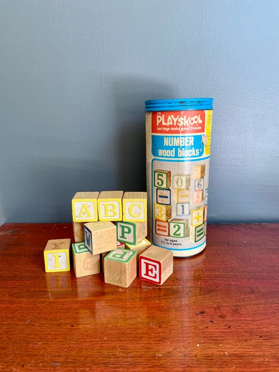 1974 Playskool Blocks and Canister Wooden Alphabet Blocks | Etsy