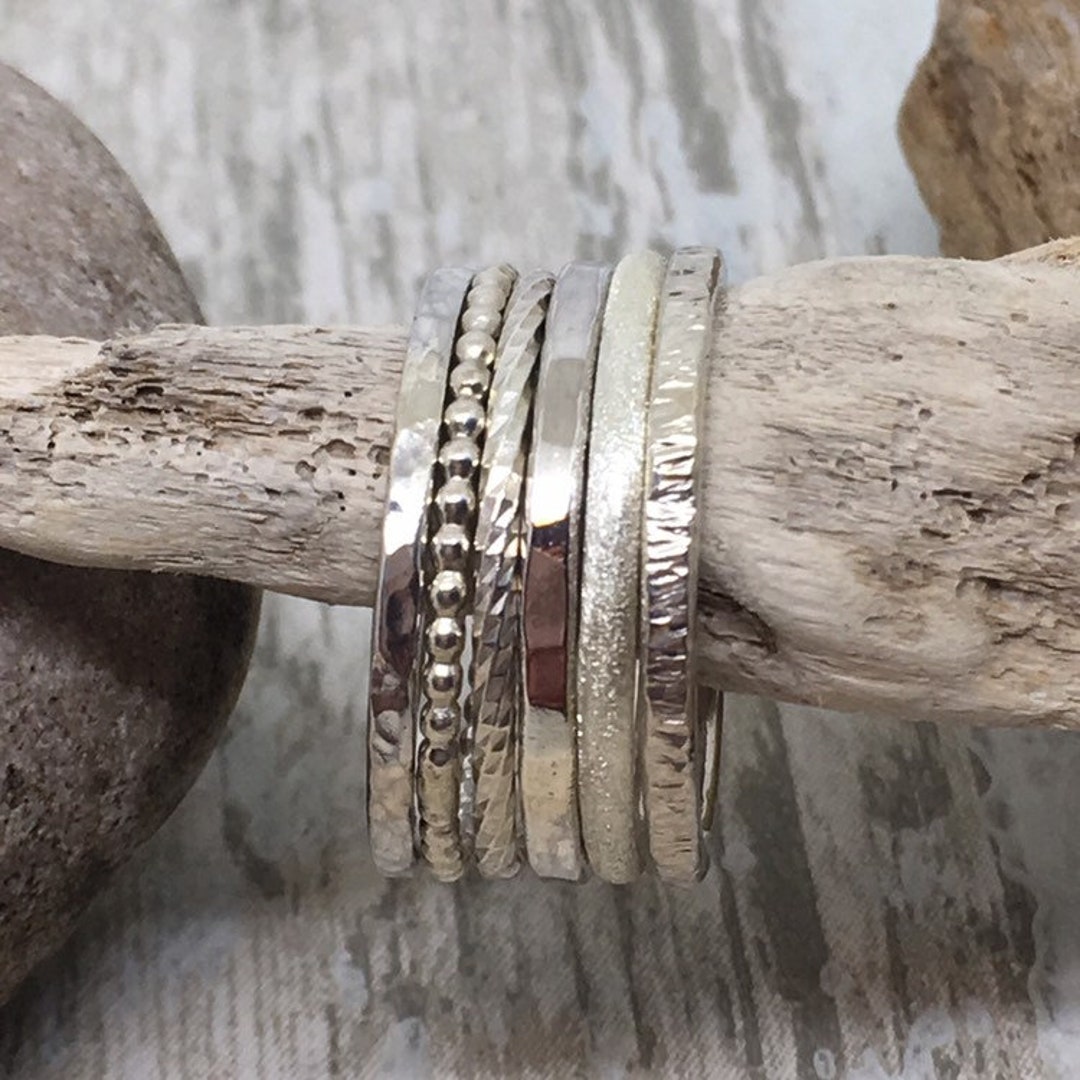 Sterling Silver Stacking Rings Set Stackable Ring Set 925 - Etsy