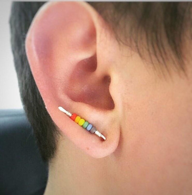 Ear Climbers Rainbow Ear Crawlers Ear Jackets Rainbow Earrings | Etsy