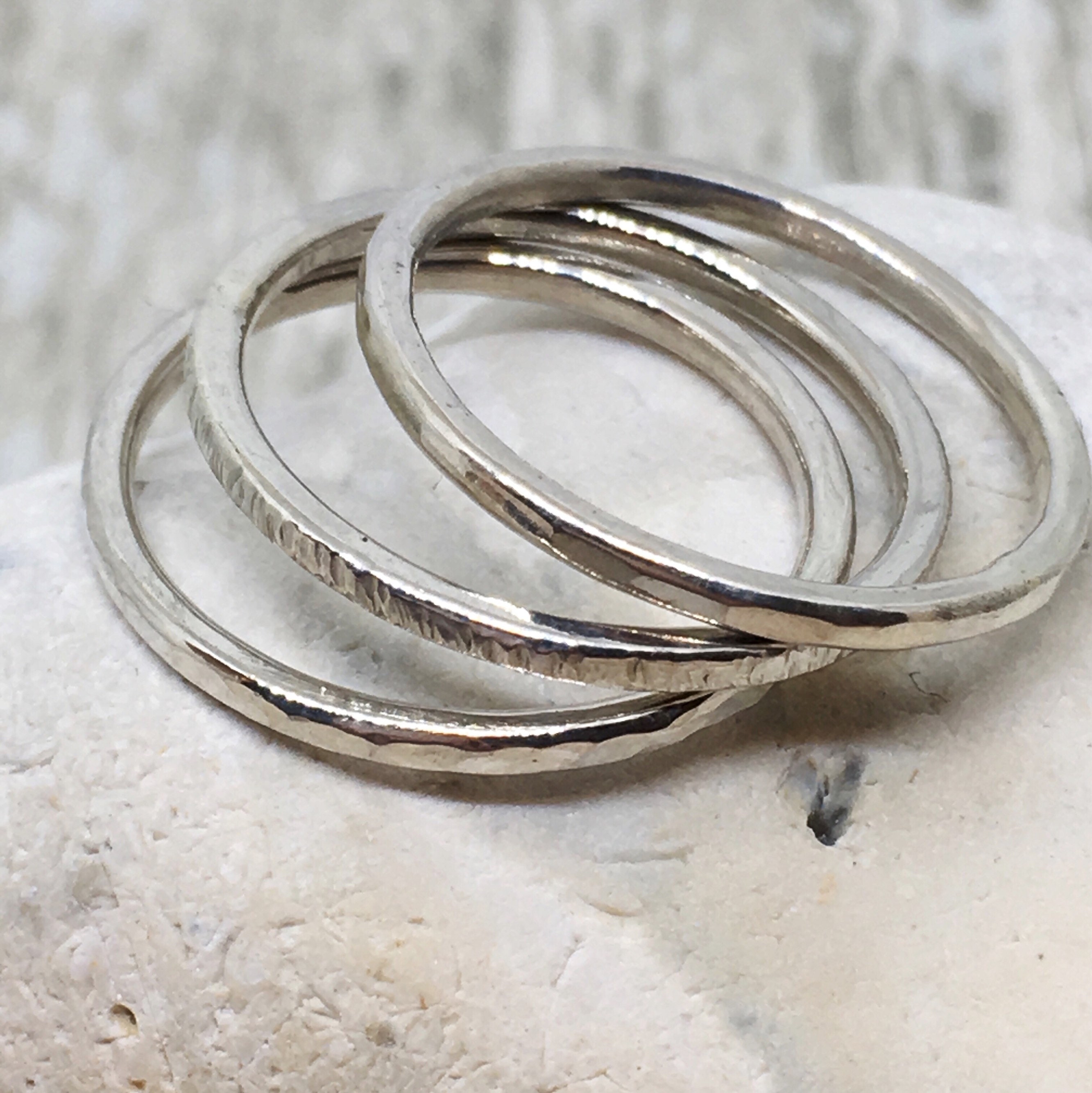 Stacking Rings Sterling Silver Rings Stackable Hammered Rings - Etsy
