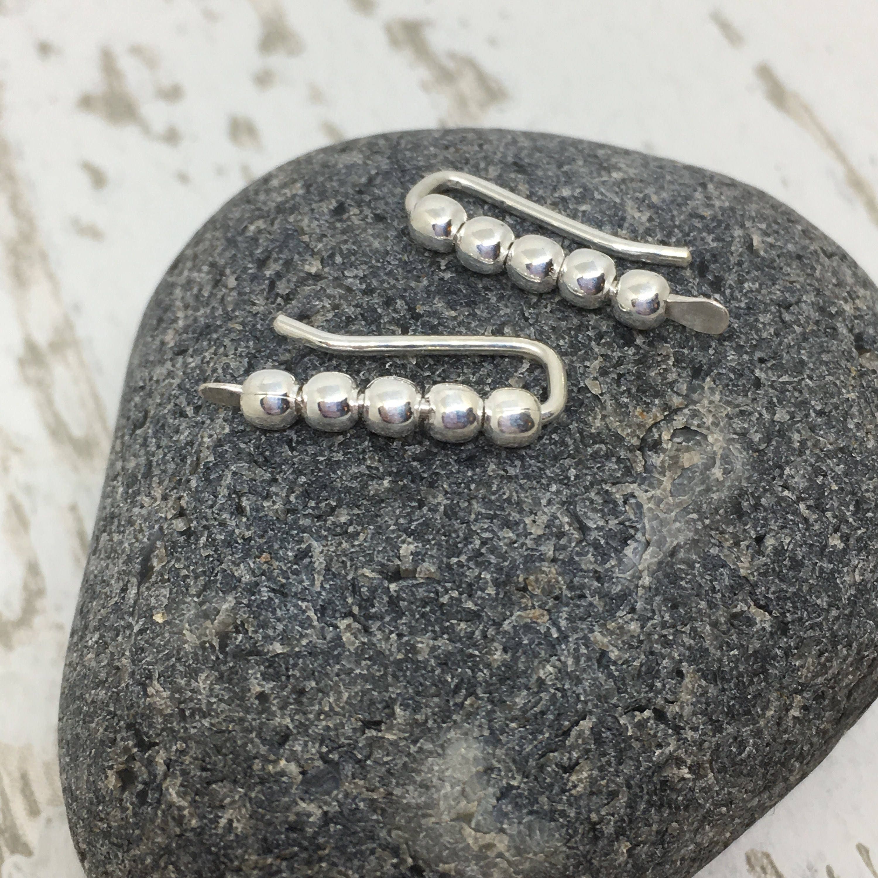 Silver ear climbers ear jackets small ear climbers sterling | Etsy