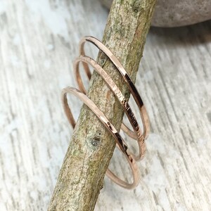 Stacking Rings Rose Gold Rings Stackable Hammered Rings Skinny - Etsy