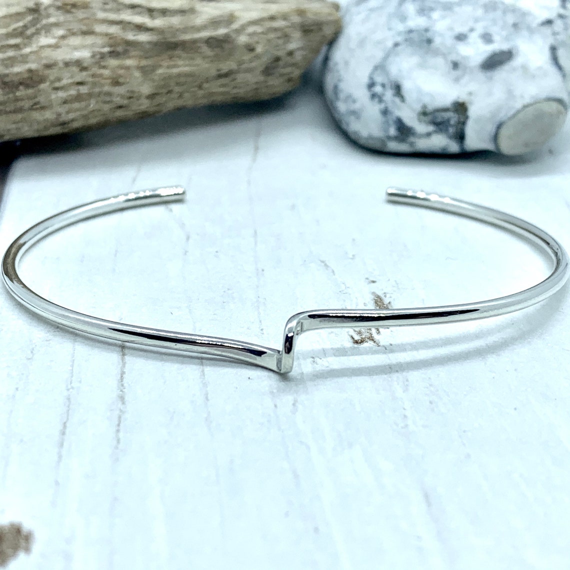 Silver Cuff Bracelet Sterling Silver Wave Cuff Silver Bangle | Etsy